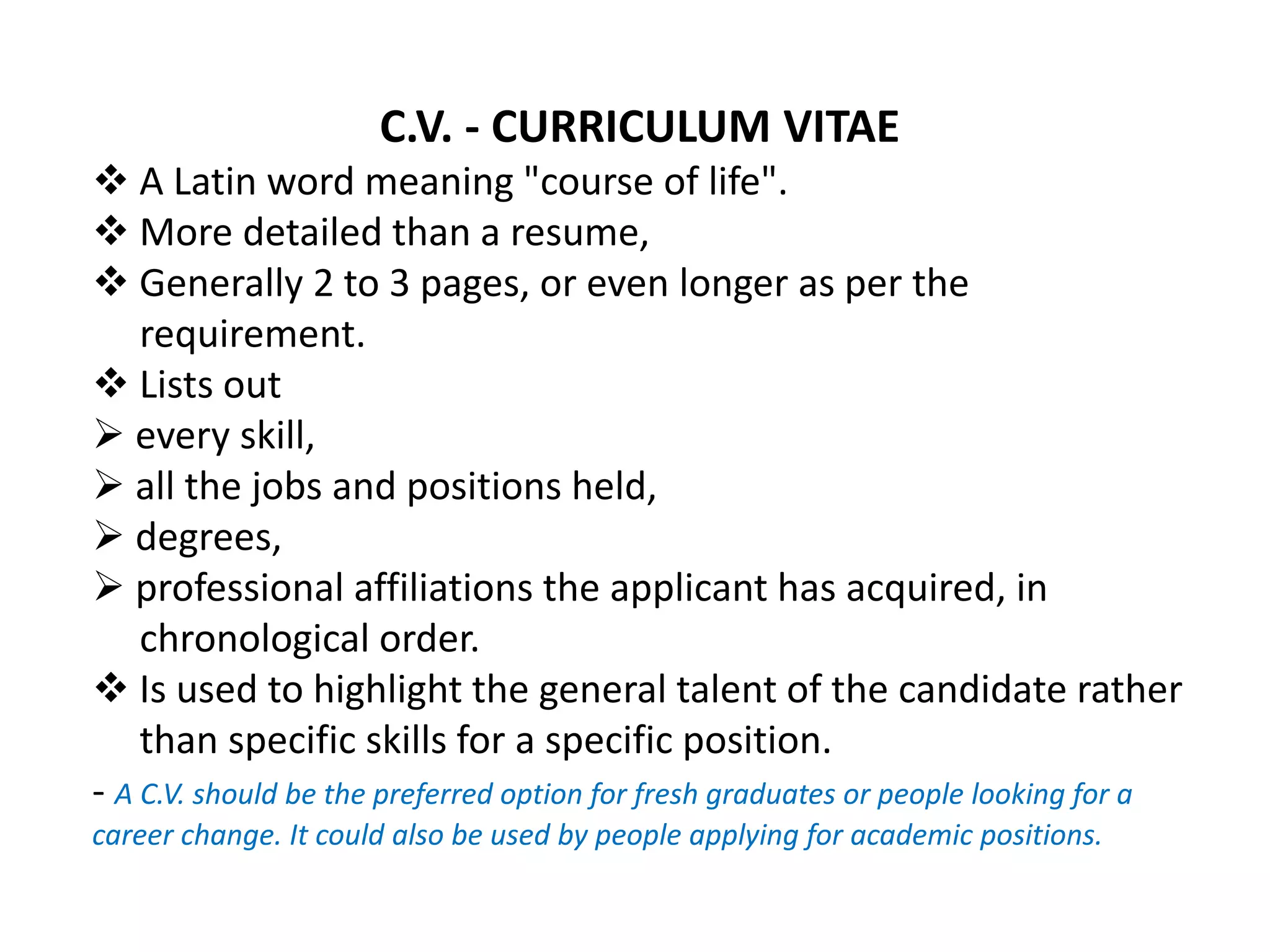 Cv, biodata, resume | PPTX