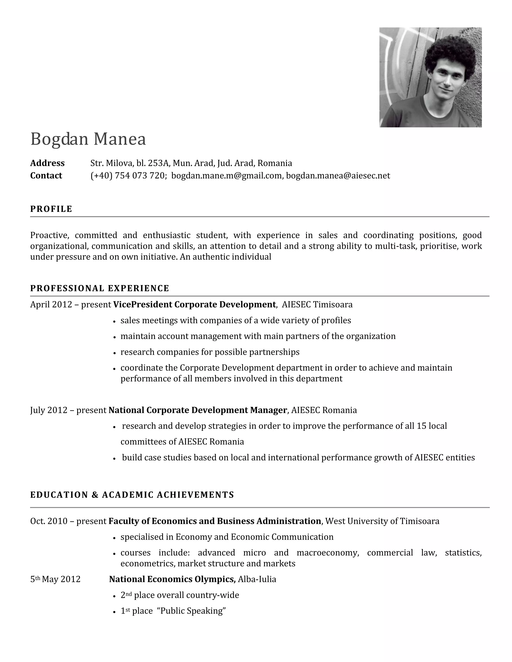 Cv bogdan manea | PDF