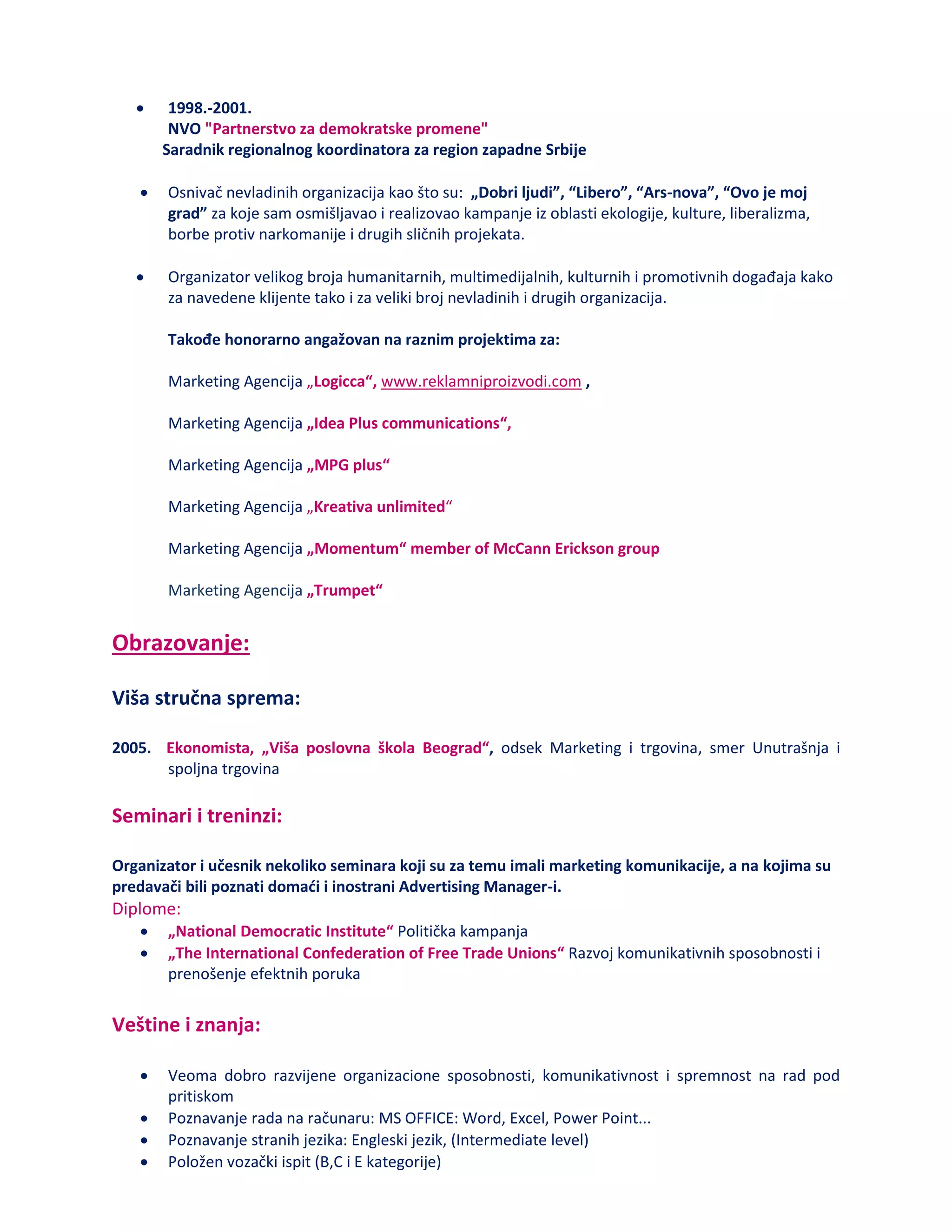 CV Ivan Boskovic | PDF