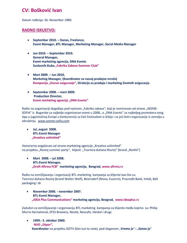 CV Ivan Boskovic | PDF