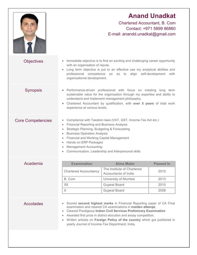 CV_ CA Anand Unadkat | PDF