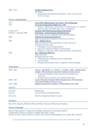 Cv camilla golzi saporiti | PDF