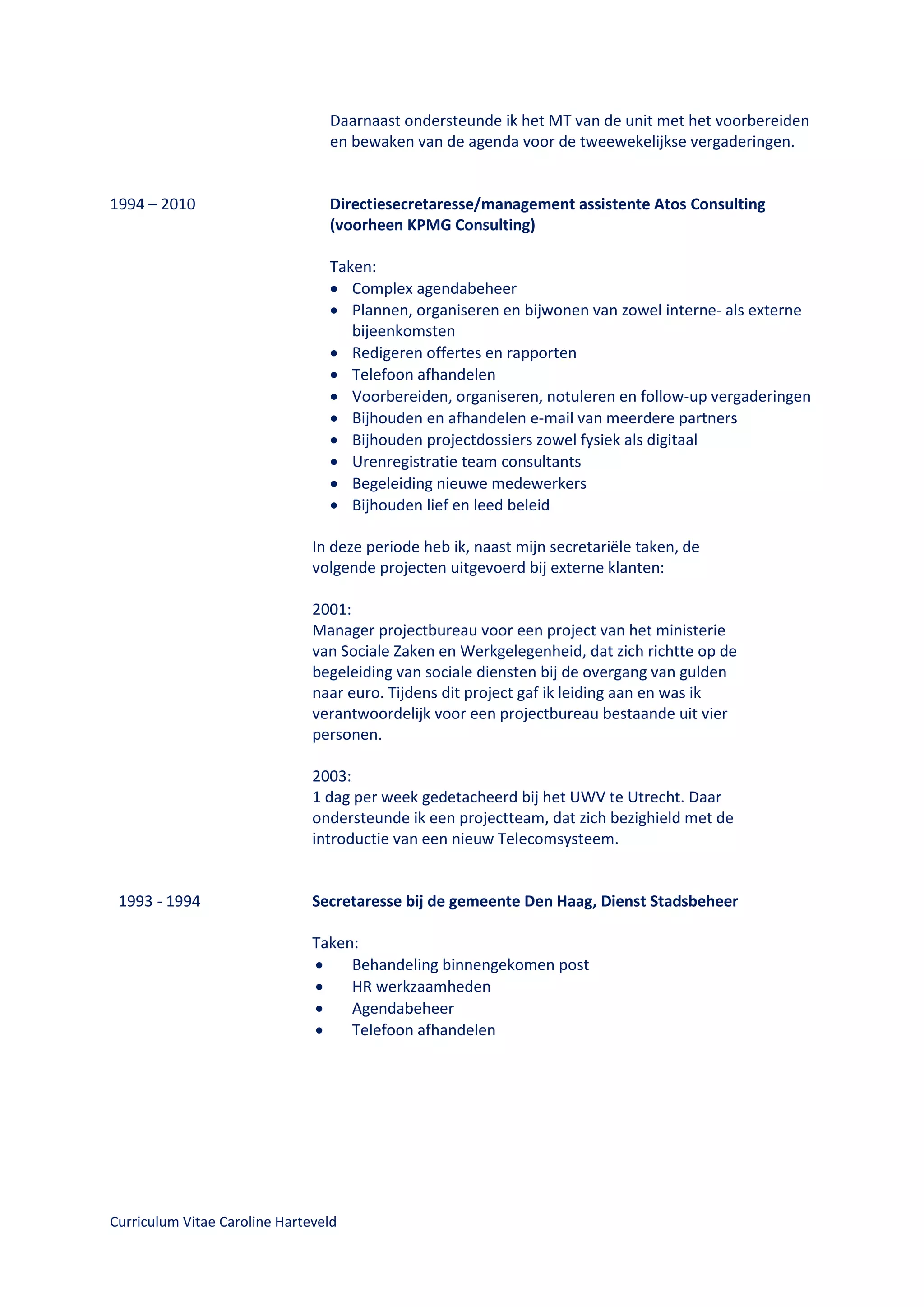 Cv caroline harteveld juli 2017 | PDF