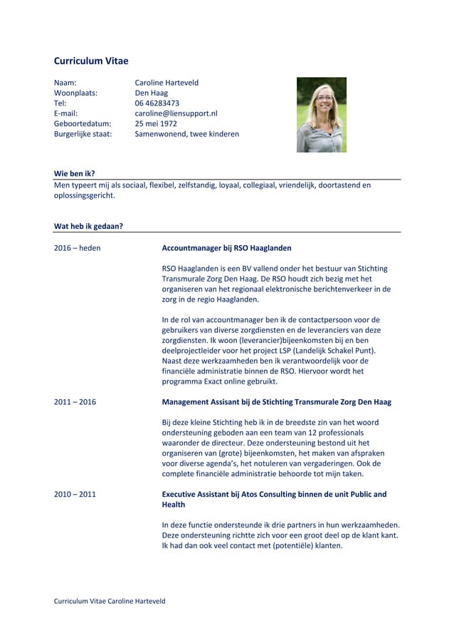 Cv caroline harteveld juli 2017 | PDF