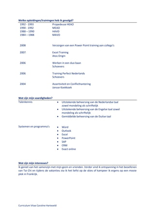 Cv caroline harteveld juli 2017 | PDF