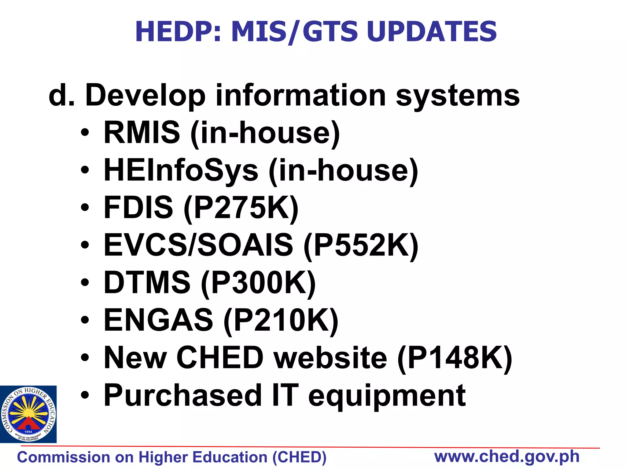 CHED Information System Strategic Plan (ISSP) | PDF