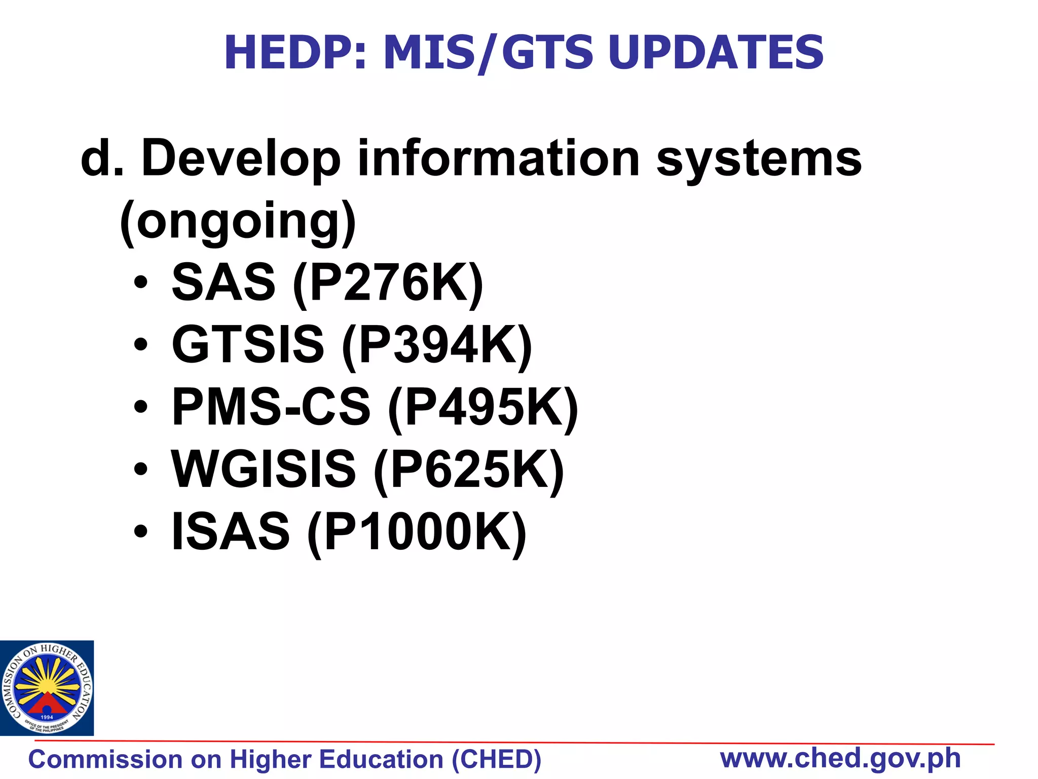 CHED Information System Strategic Plan (ISSP) | PDF