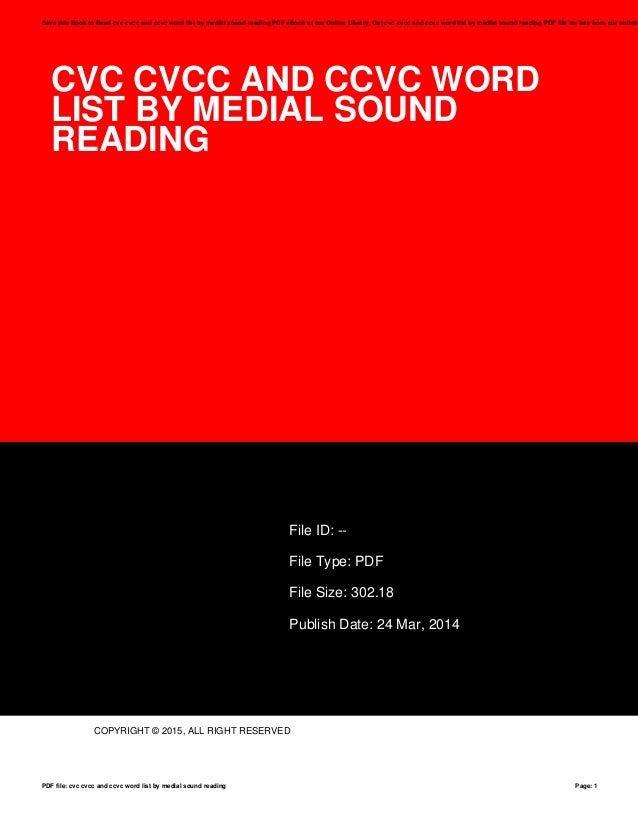 Cvc Cvcc And Ccvc Word List By Medial Sound Reading Cvc Cvcc And Ccvc Word List By Medial Sound Reading