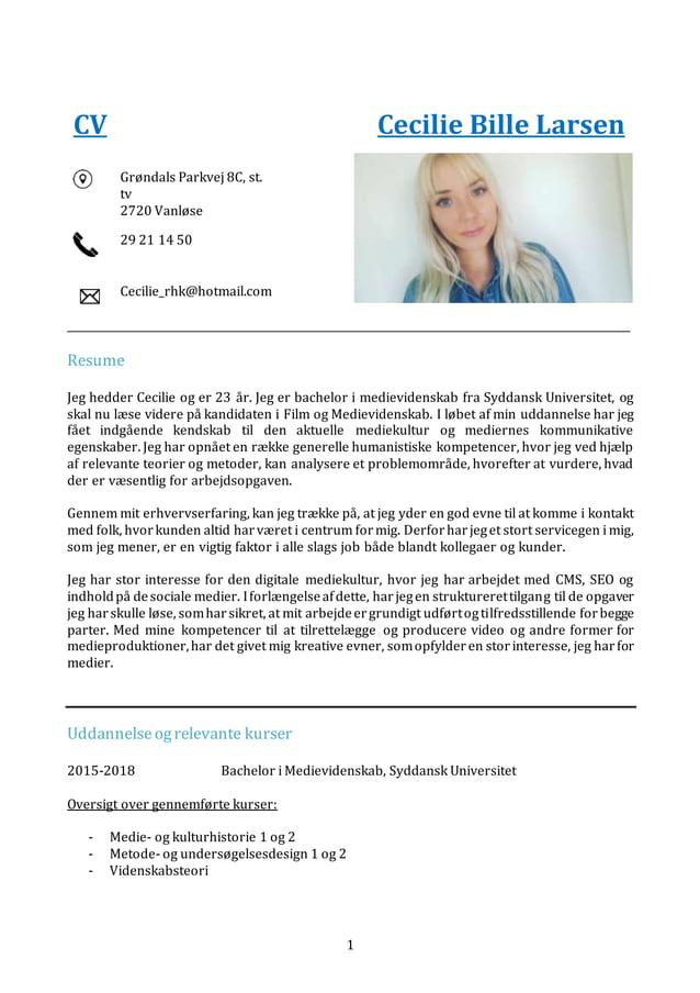 Cv cecilie | PDF