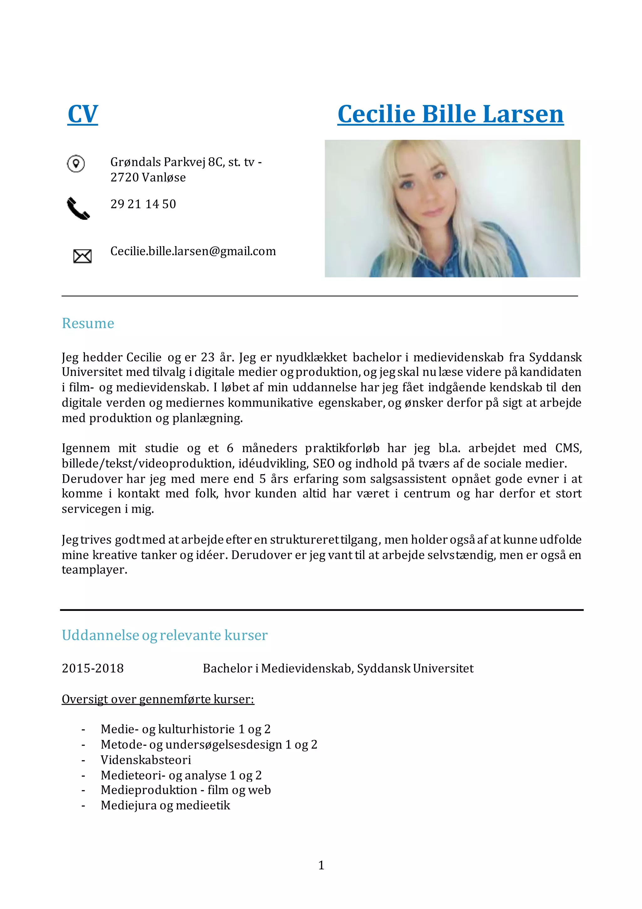 Cv cecilie | PDF