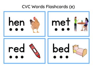 CVC e Flashcards for struggling readers. | PDF