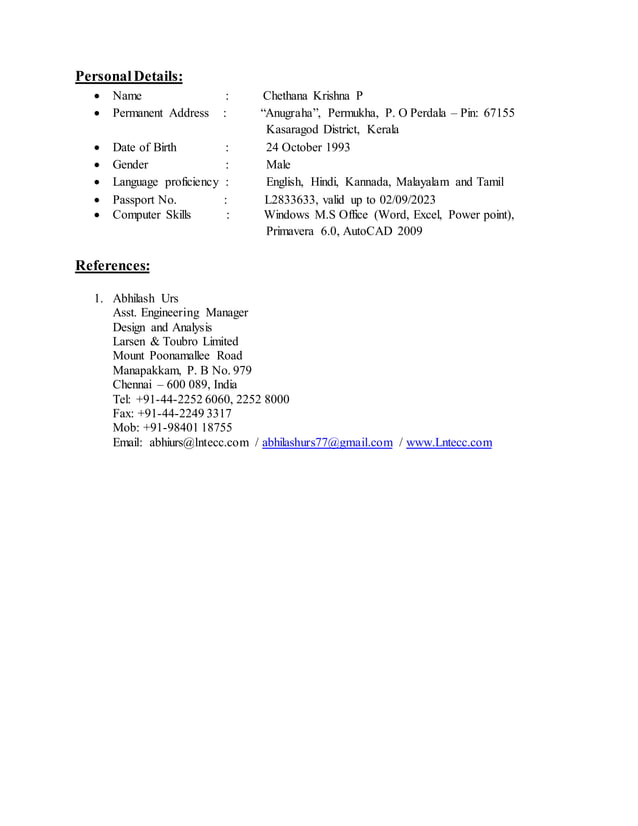 CV Chethana Krishna P | PDF