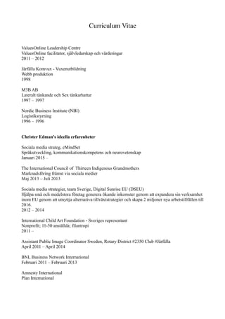 CV Christer Edman Swedish | PDF