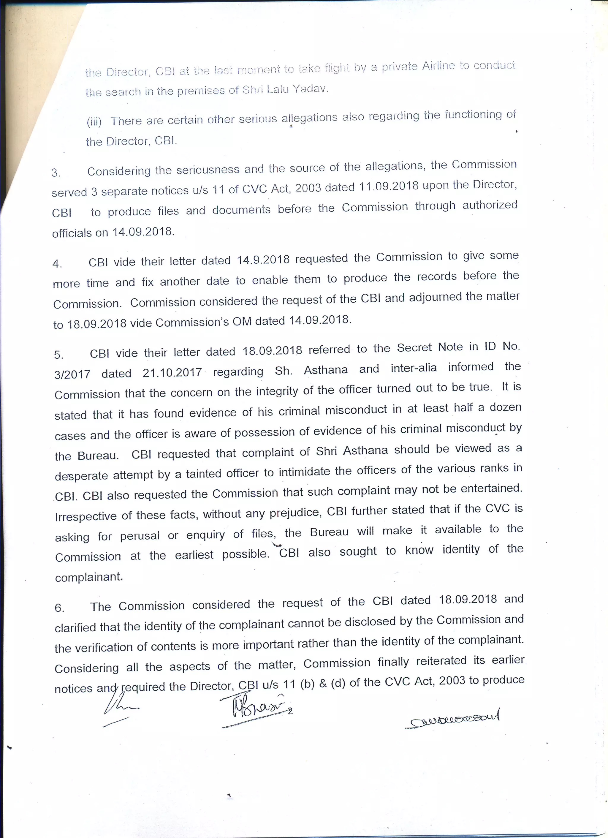 CVC order on CBI Director Alok Verma | PDF