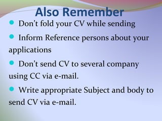 CV and Cover Letter Writing | PPT