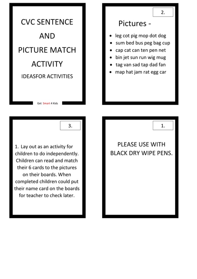 Cvc sentence and picture match activity | PDF