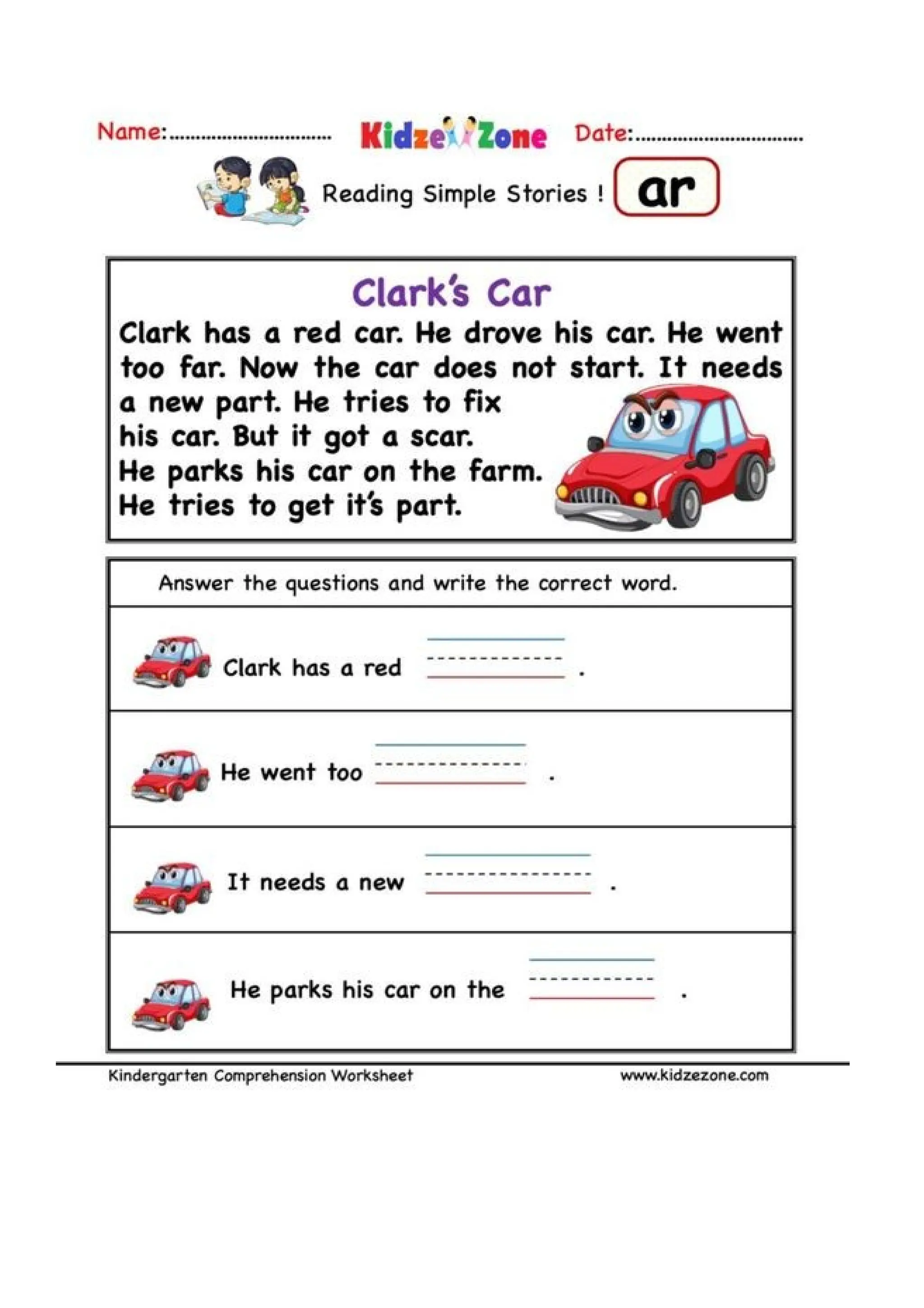 cvc stories with comprehension with pcitures | DOCX