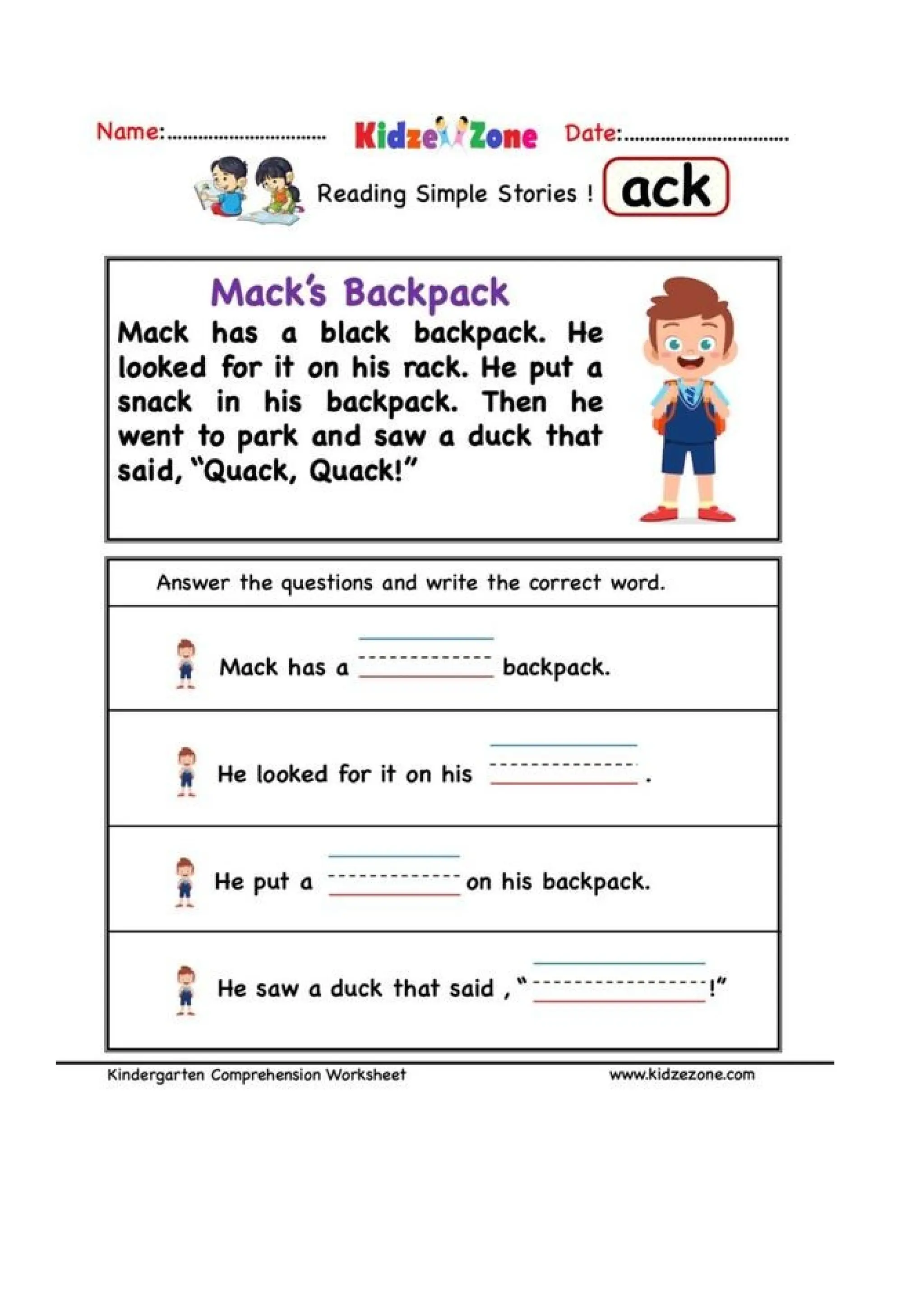 cvc stories with comprehension with pcitures | DOCX