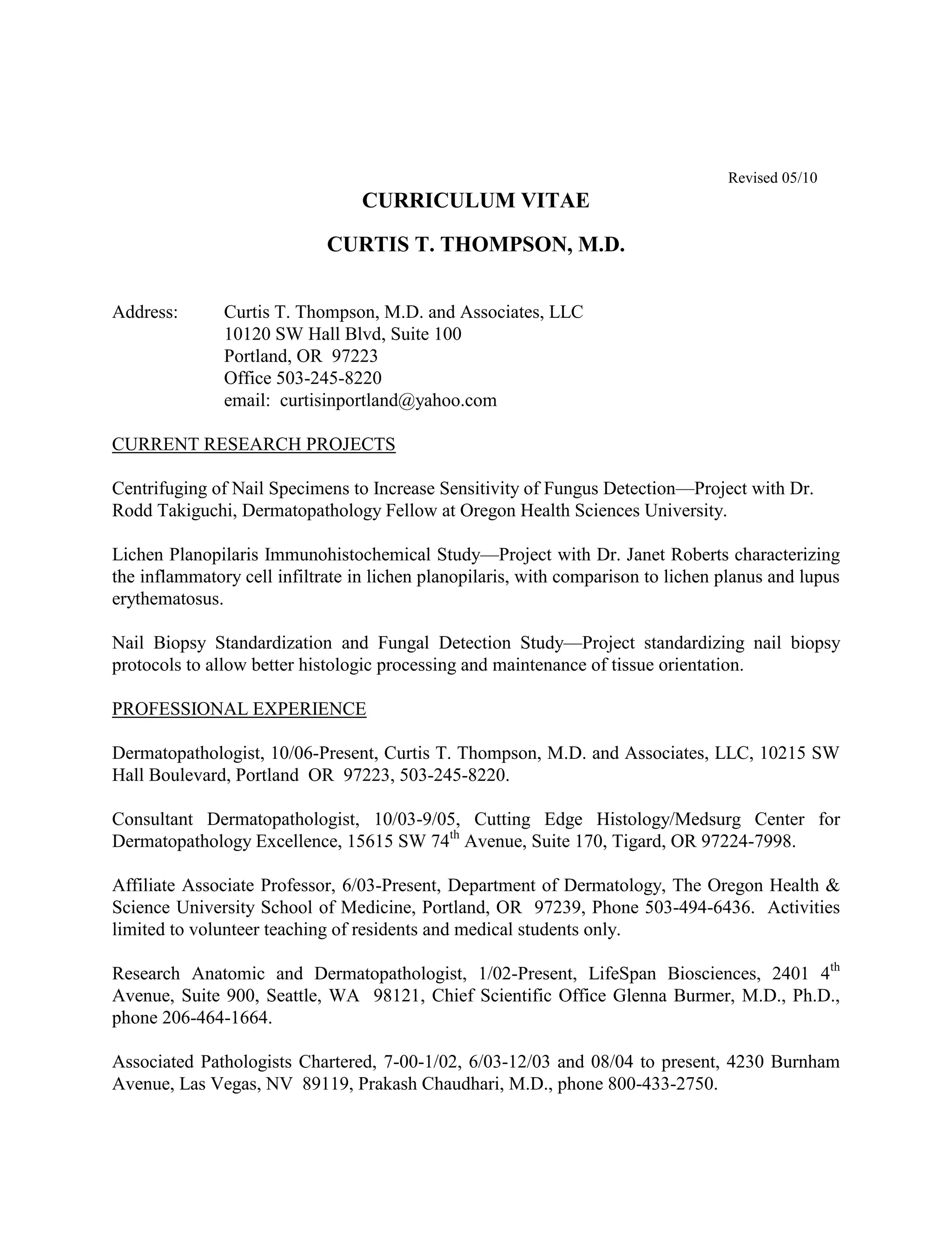 CV - Curtis Thompson, MD | PDF