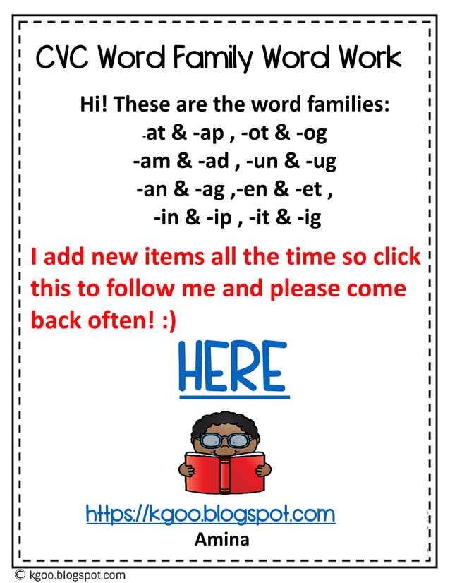 Cvc word family word work | PDF