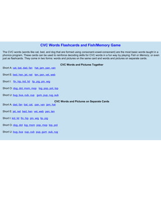 Cvc words list | DOC