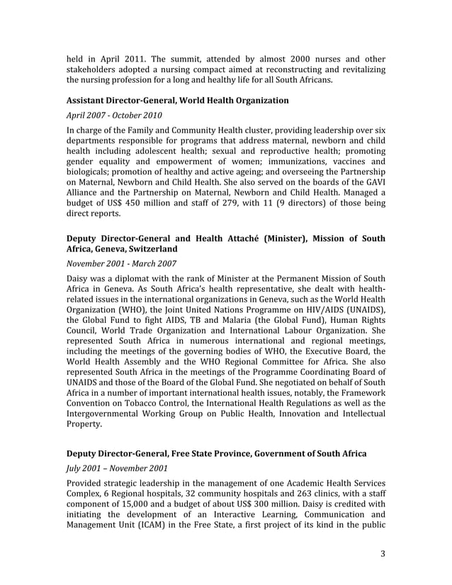 Cv, Daisy Mafubelu, December 2011 | PDF