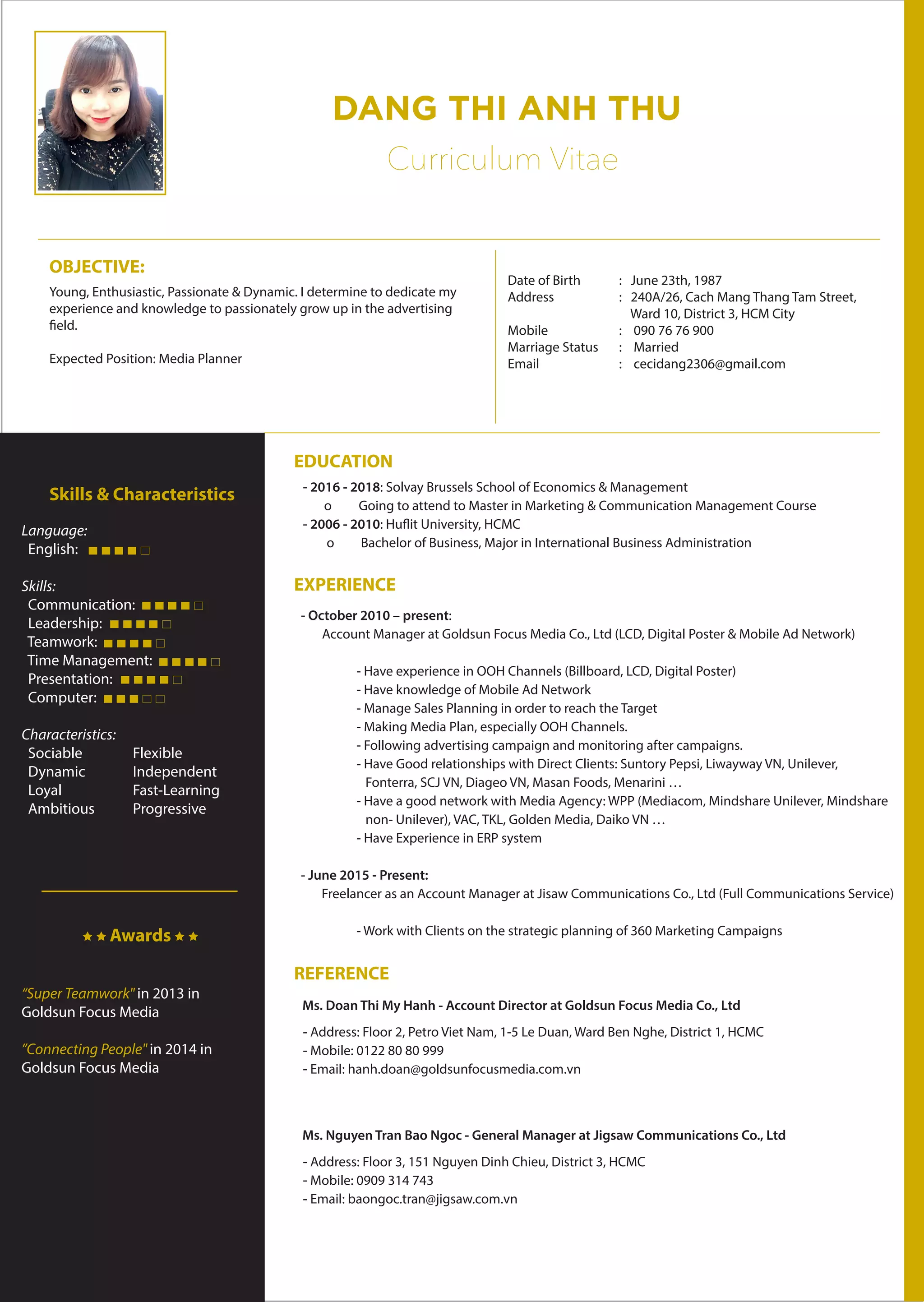 Cv Dang Thi Anh Thu | PDF