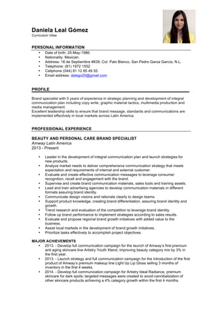 Resume Daniela Leal | PDF