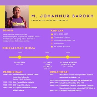 Cv dan visi misi johan calon ketua iluni ars ui 2021 2024 | PDF