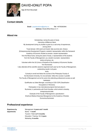 Cv David ionut-popa_en | PDF