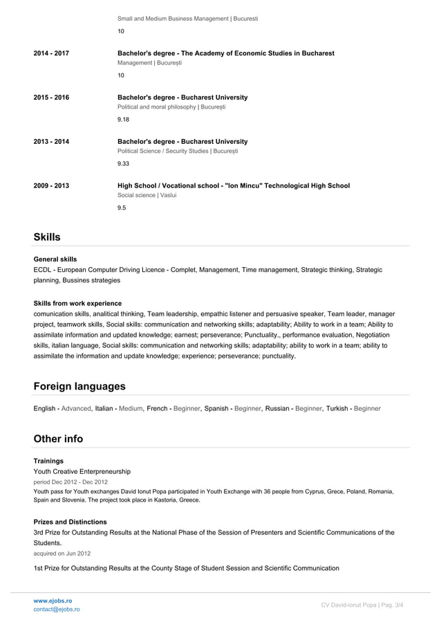 Cv David ionut-popa_en | PDF