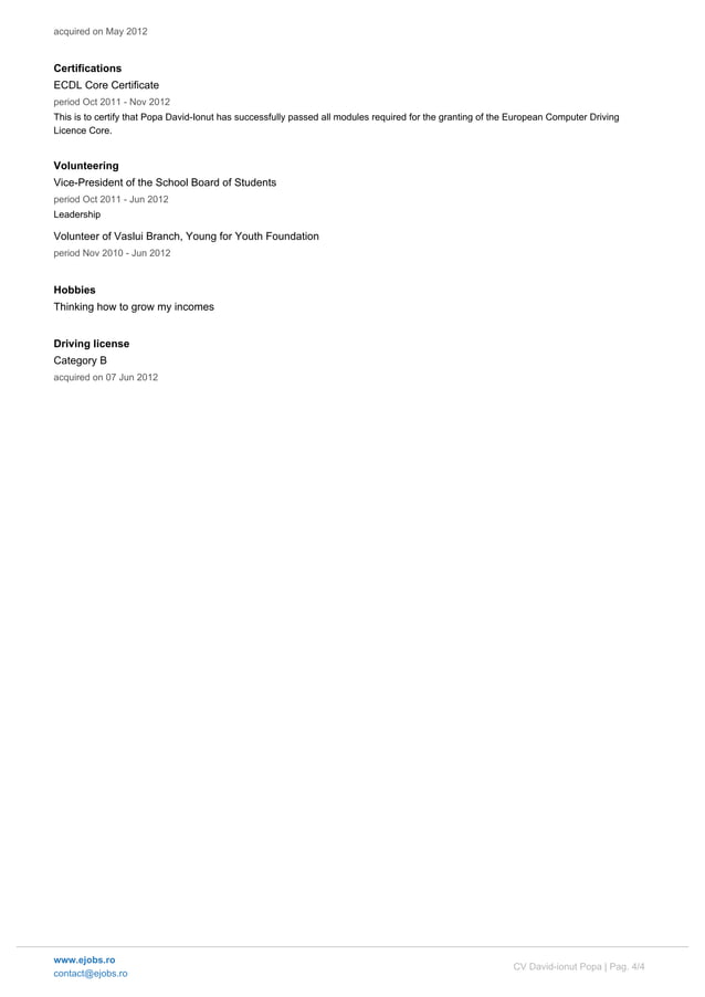 Cv David ionut-popa_en | PDF