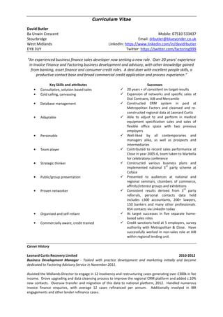 David's CV | PDF | Sales | Business