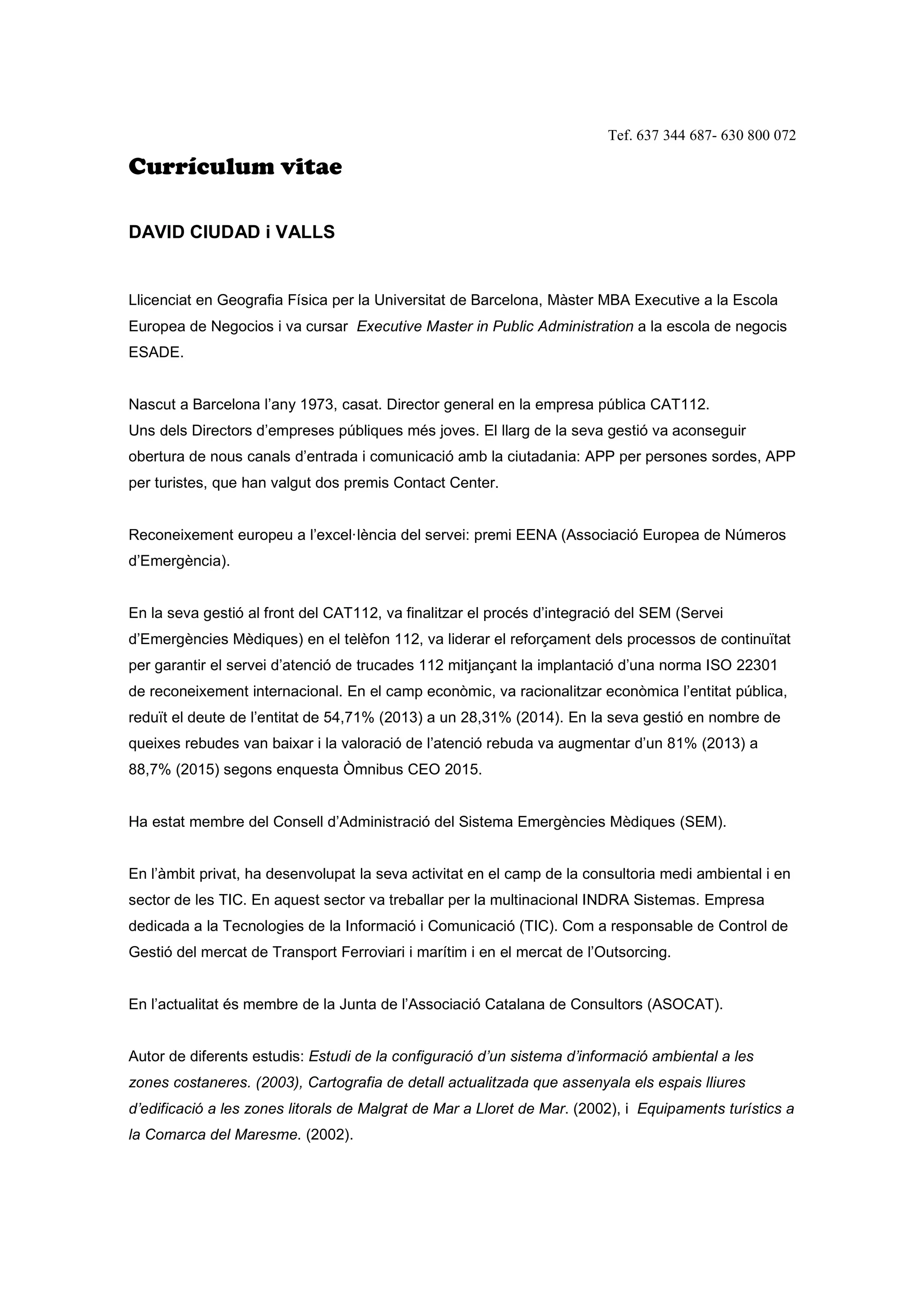 CV David Ciudad -català- | PDF