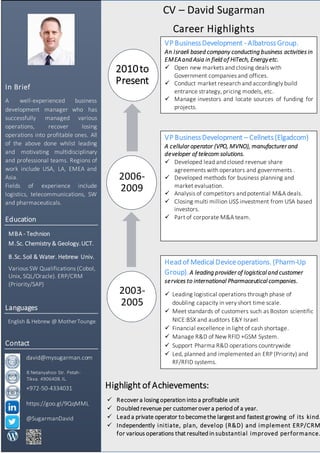 Cv david sugarman | PDF