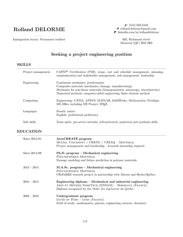 My resume - Rolland Delorme | PDF