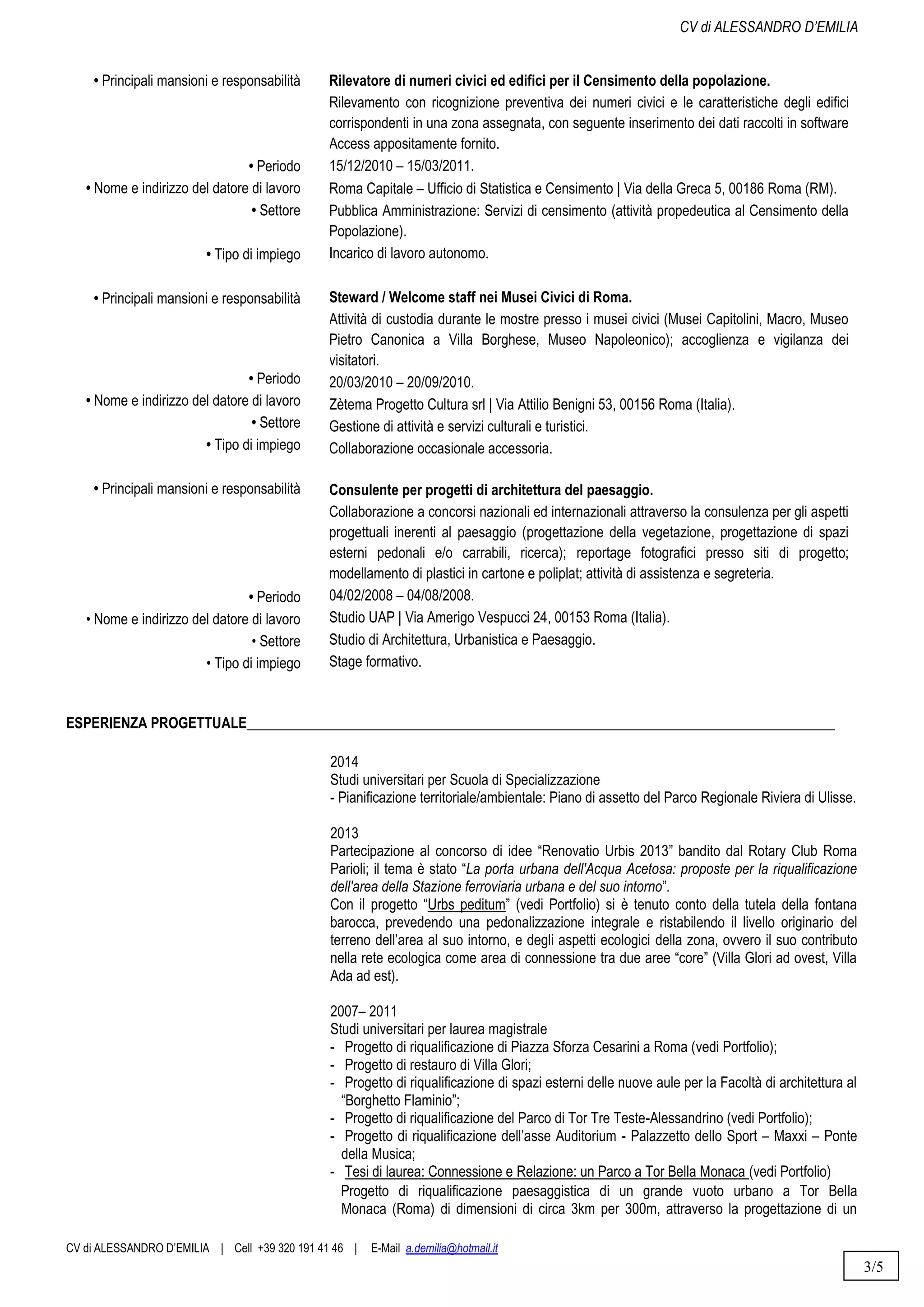 Cv d'emilia alessandro | PDF