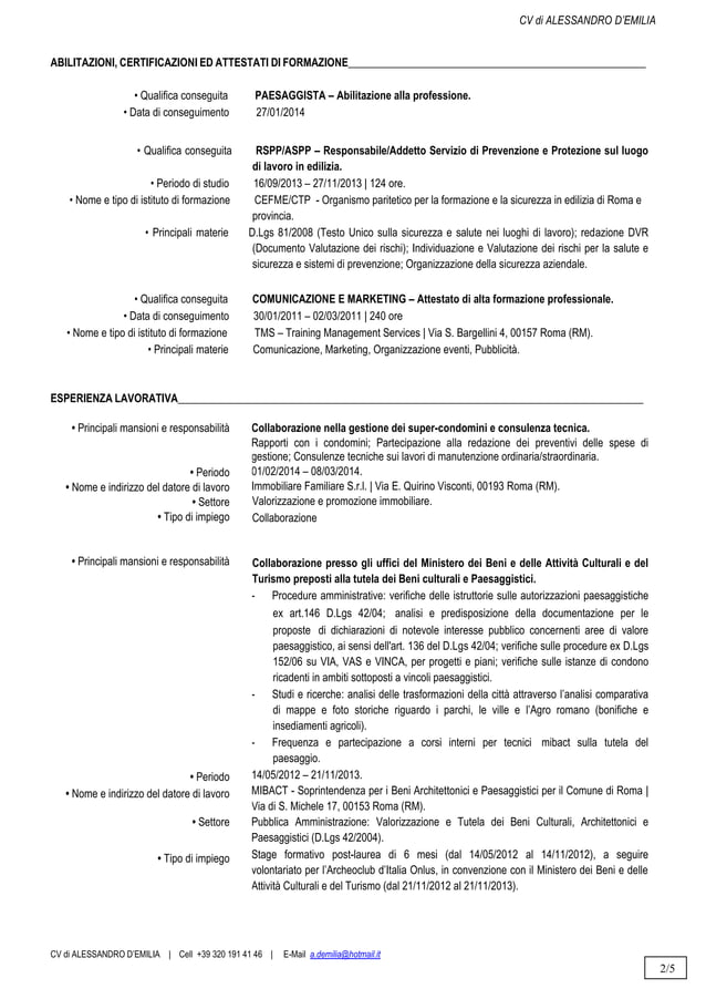Cv d'emilia alessandro | PDF