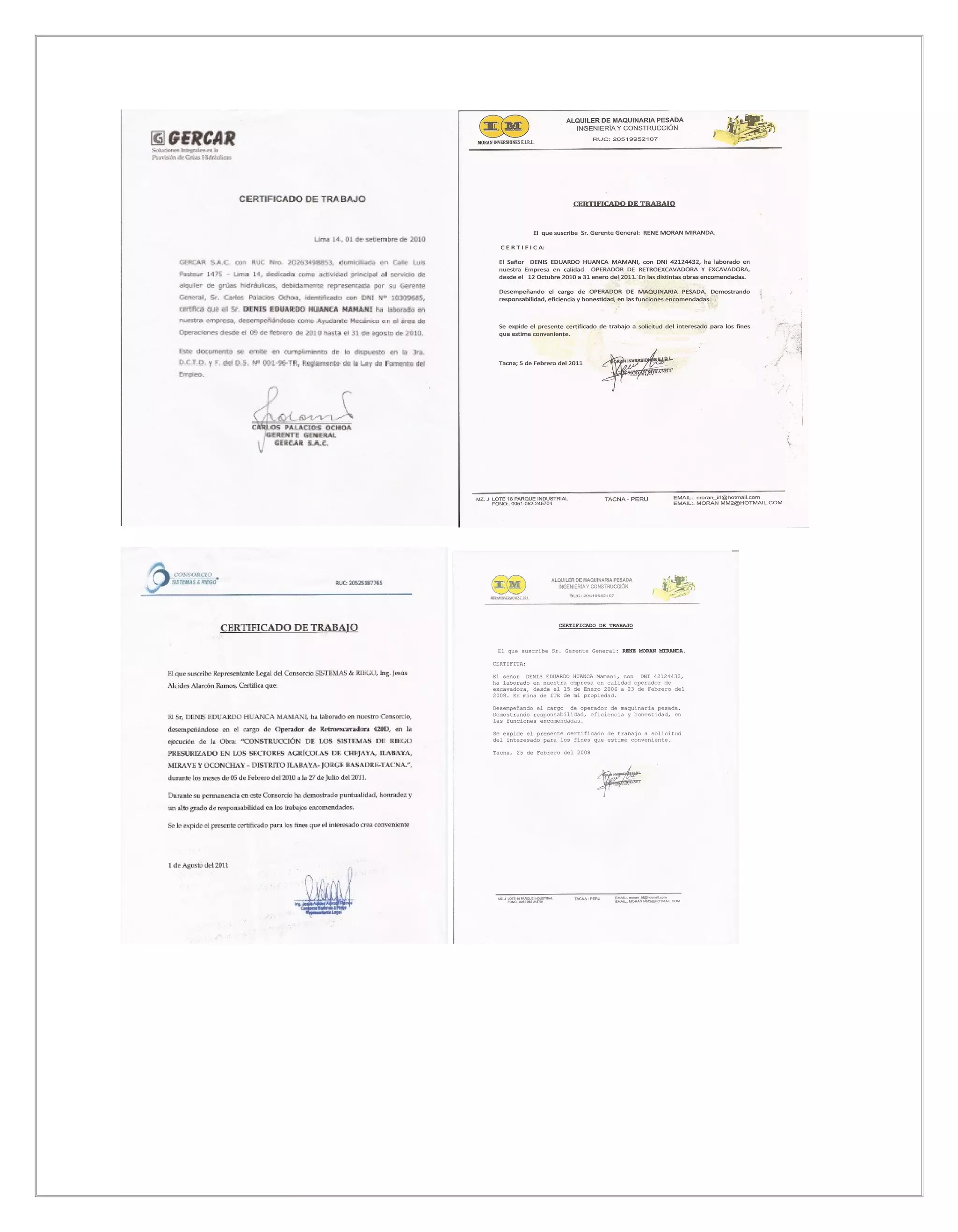 Cv Denis huanca op-d | PDF