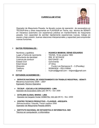 Cv Denis huanca op-d | DOC