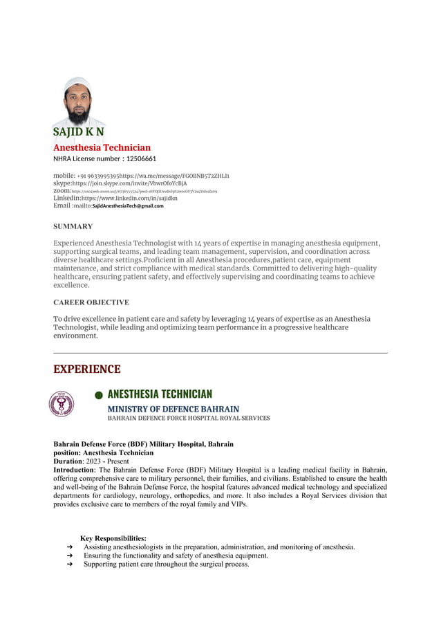 Anesthesia Technician/Technologist resume/CV SAJID KABEER NAZEERA.docx