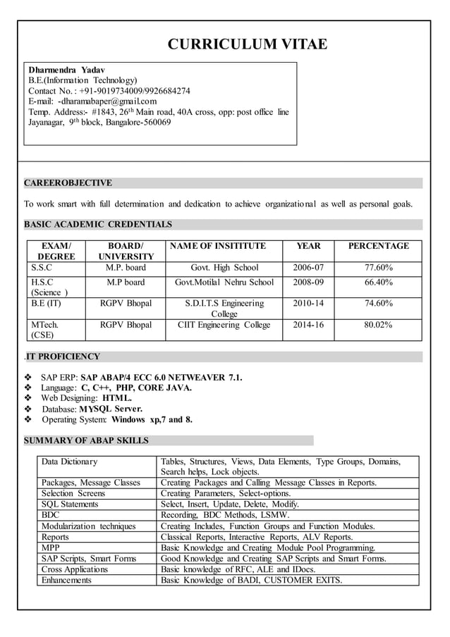 Cv dharmendra yadav | PDF