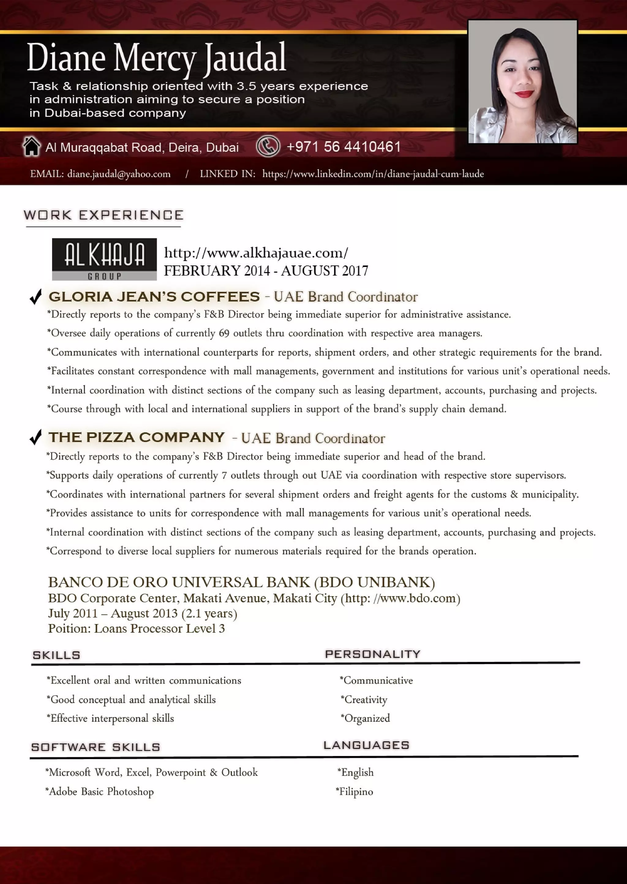 CV BRAND COORDINATOR_DIANE JAUDAL | PDF