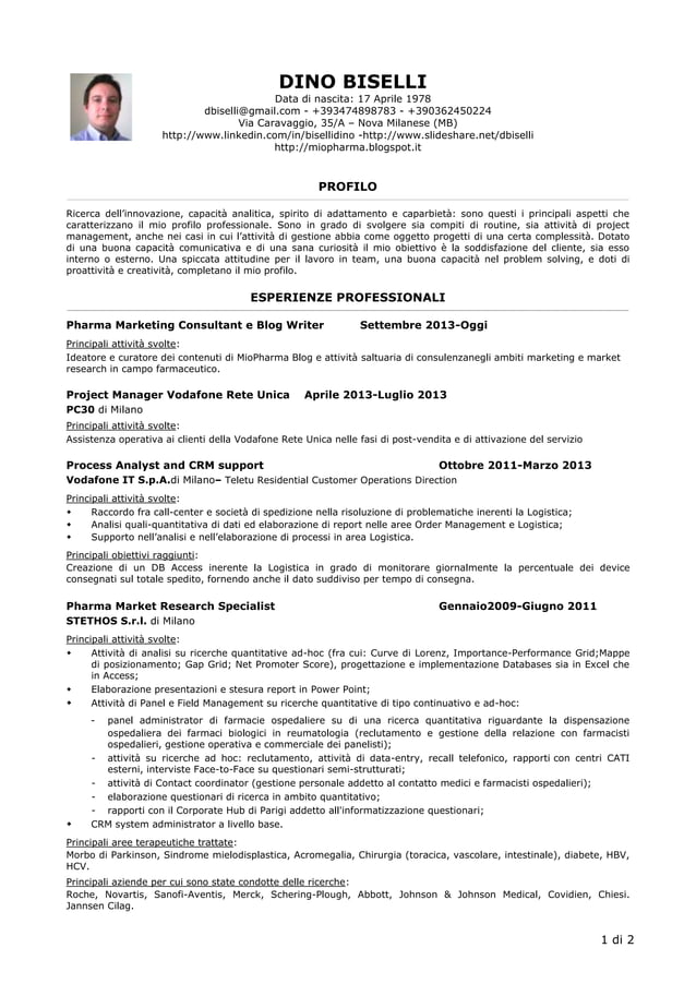 Curriculum Vitae di Dino Biselli | PDF