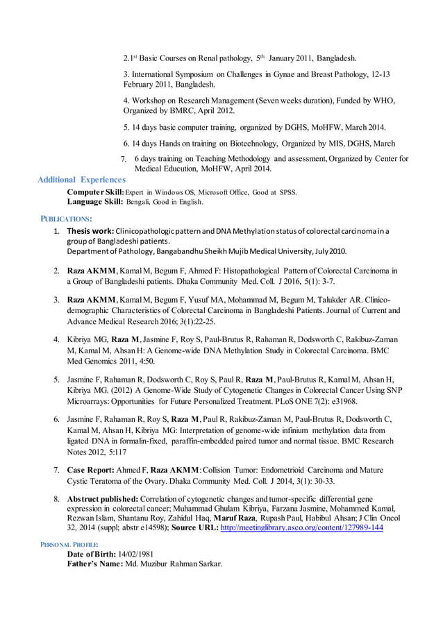 Cv dr. maruf raza 2016 | DOCX