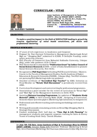 Cv dr sanjeev_tandon_jan_2016) | DOCX