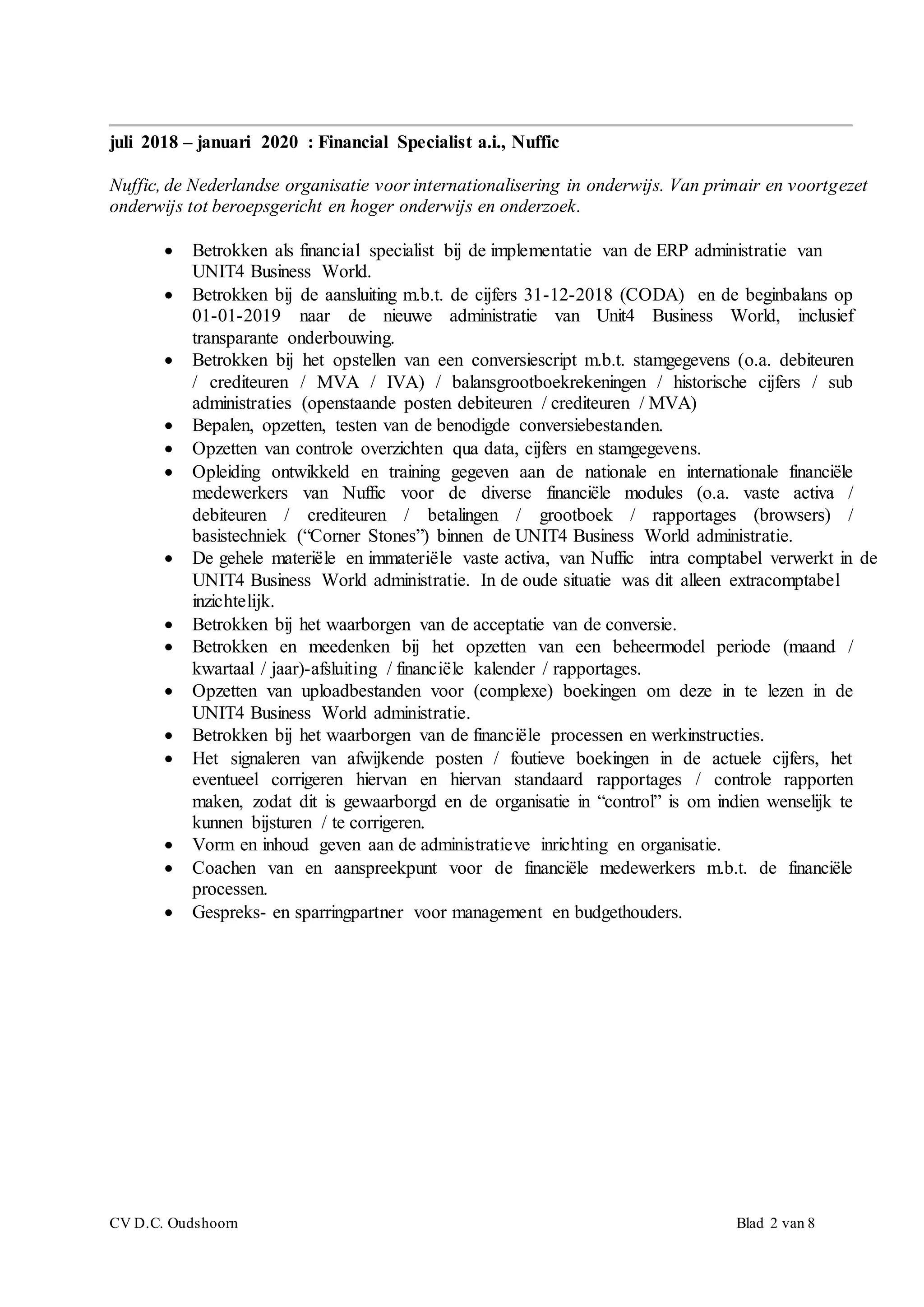 cv Duncan Oudshoorn | PDF