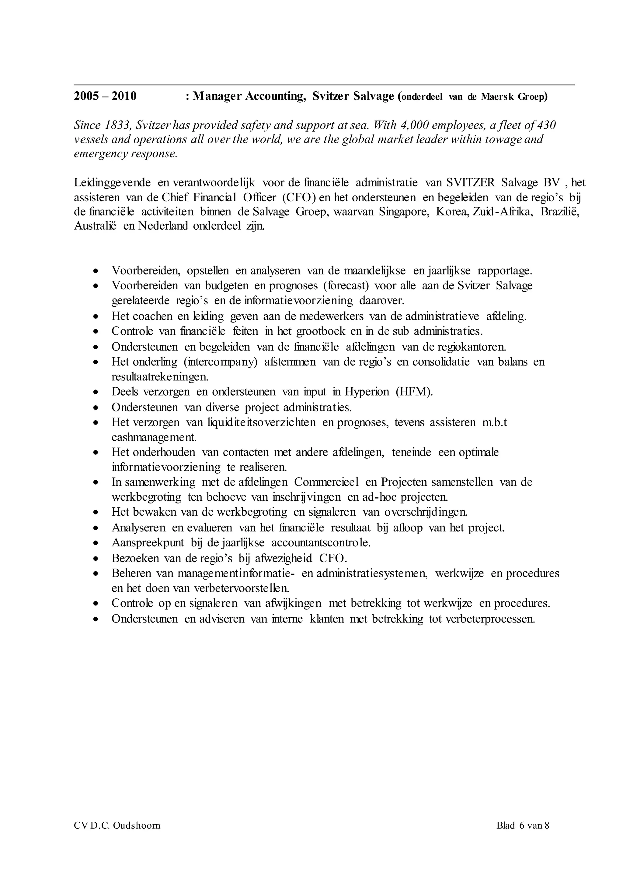 cv Duncan Oudshoorn | PDF