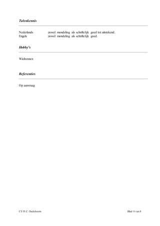 cv Duncan Oudshoorn | DOC