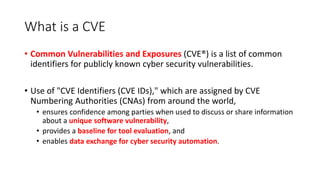 Common Vulnerabilities and Exposures details | PPT